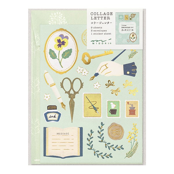 Stationary Green Collage Letter Set - Midori | Secret Manga